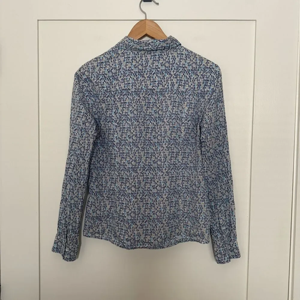 Garnet Hill | Tops | Garnet Hill Shirtsz 6p Blue Floral Button Up Long ...